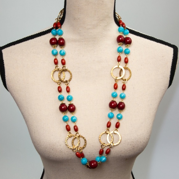 Unbranded | Jewelry | Bohemian Style Beaded Necklaces Dark Red Blue And ...